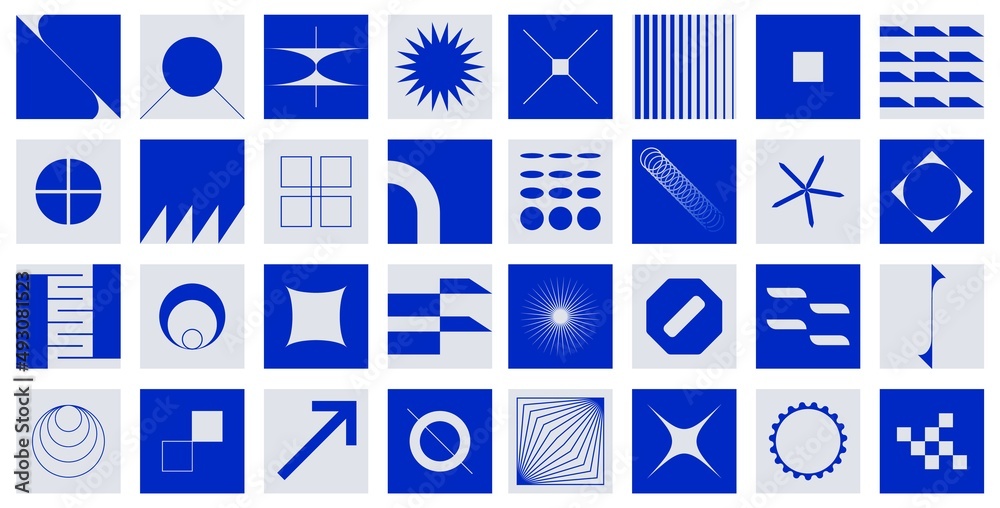 Geometric bold swiss forms. Modern geo figures and bauhaus blocks ...