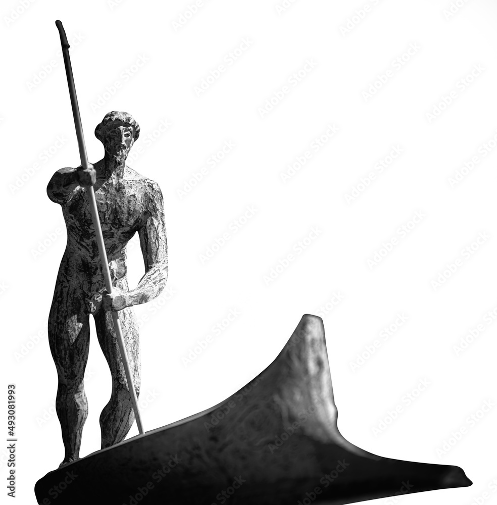 Charon ferryman of souls in the world of the dead. Black and white ...
