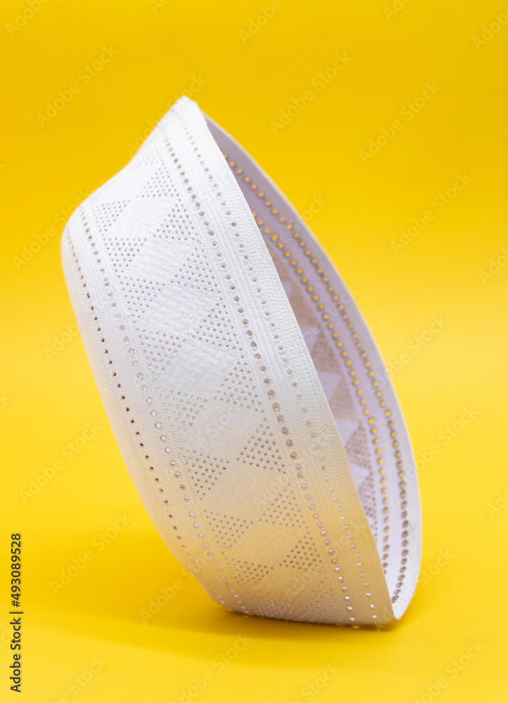 white skull-cap usually worn by Muslim men, its a symbol of Sunnah ...