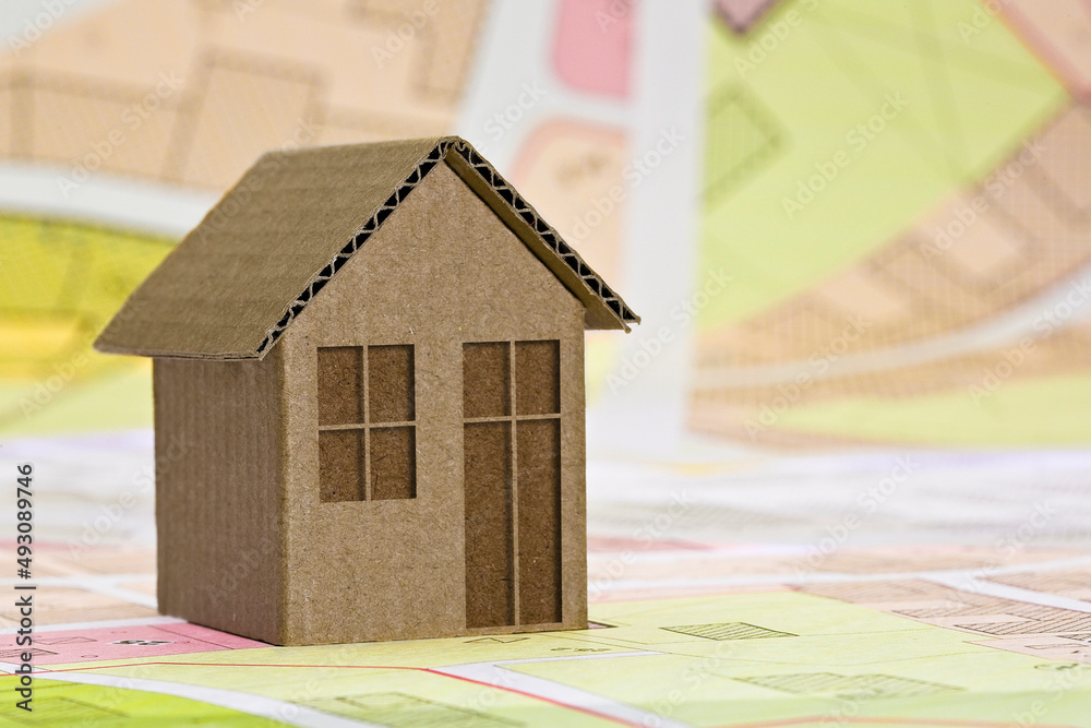 Imaginary cadastral map and General Urban Plan with buildings, land ...