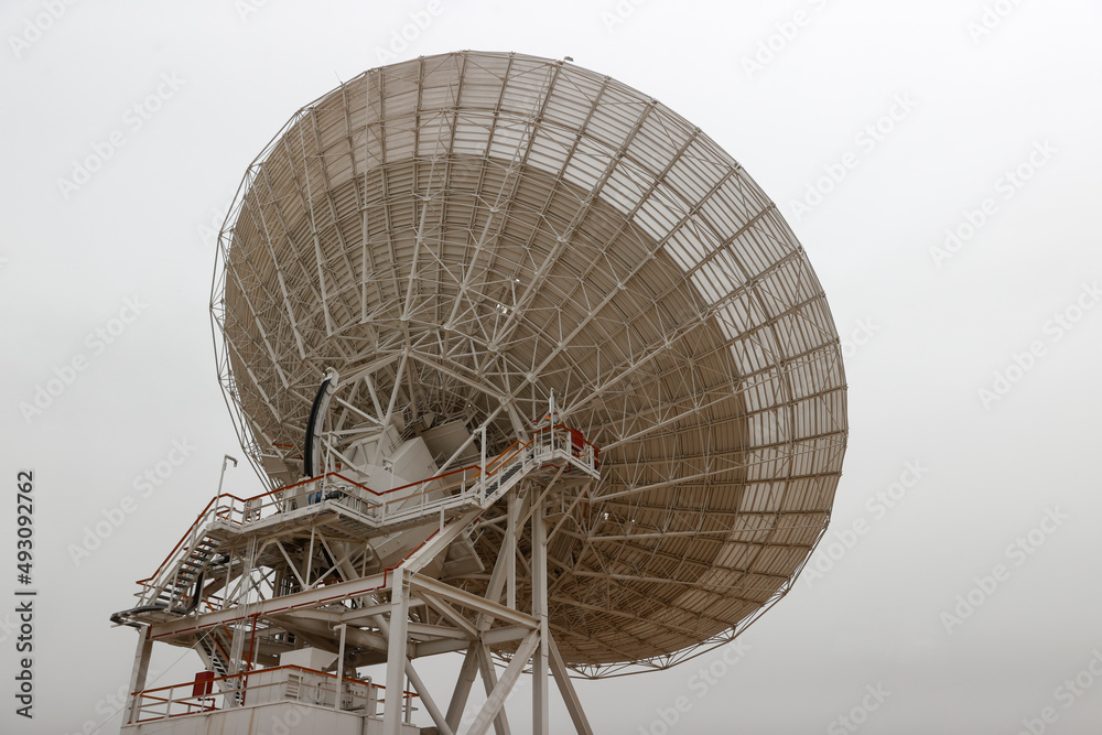 satellite dish radar antenna station in field. parabolic antennas. Big ...