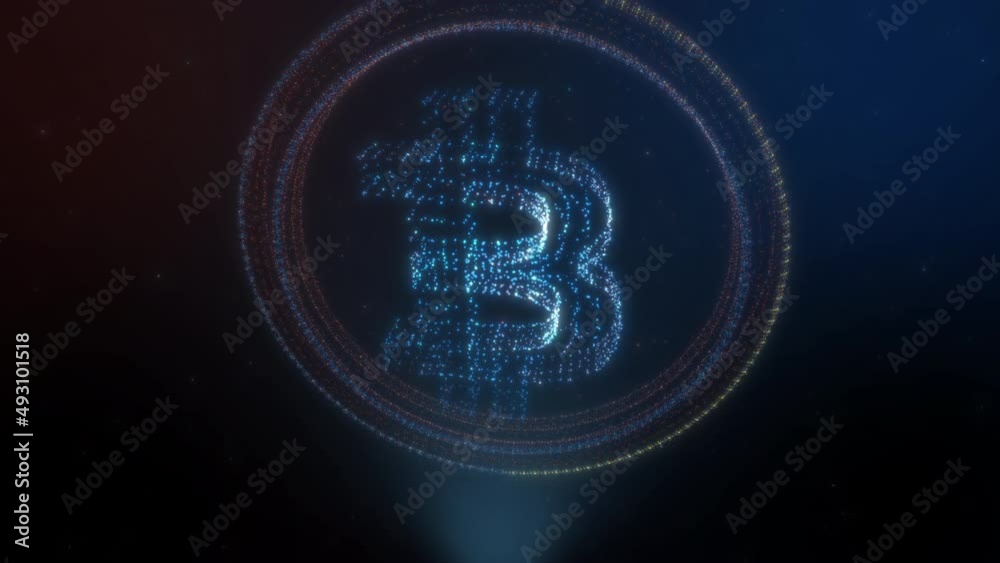 Vidéo Stock Bitcoin Finance logo is appearing in the dark background ...