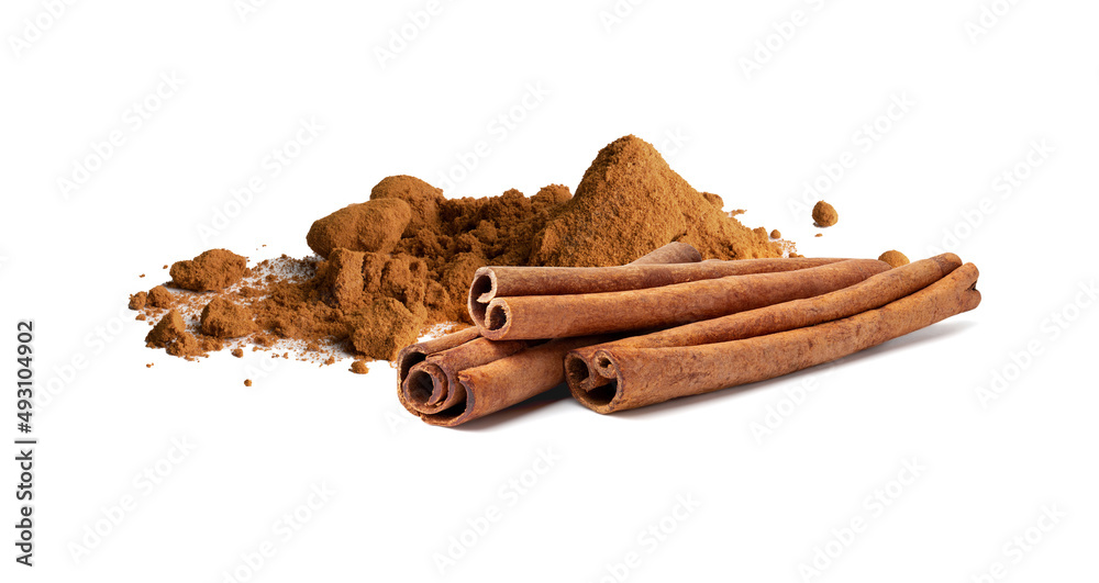 Cinnamon sticks pieces.Cinnamon Clipping Path on white isolated.Image ...