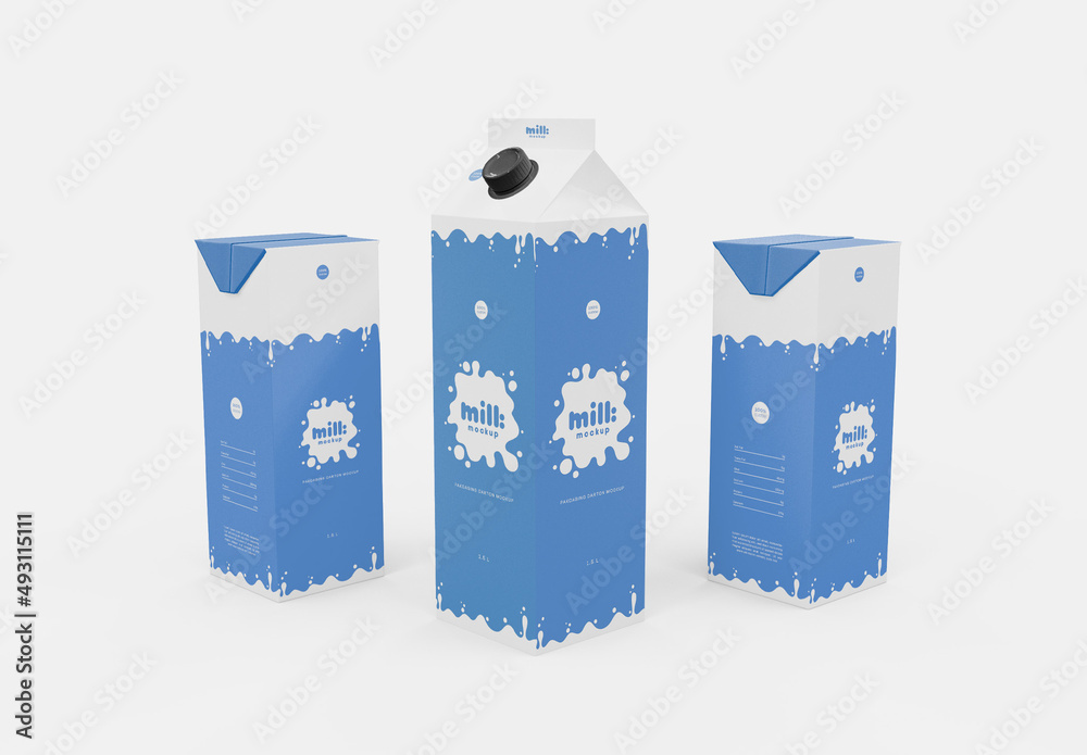 3D Milk Boxes Mockup Stock Template | Adobe Stock