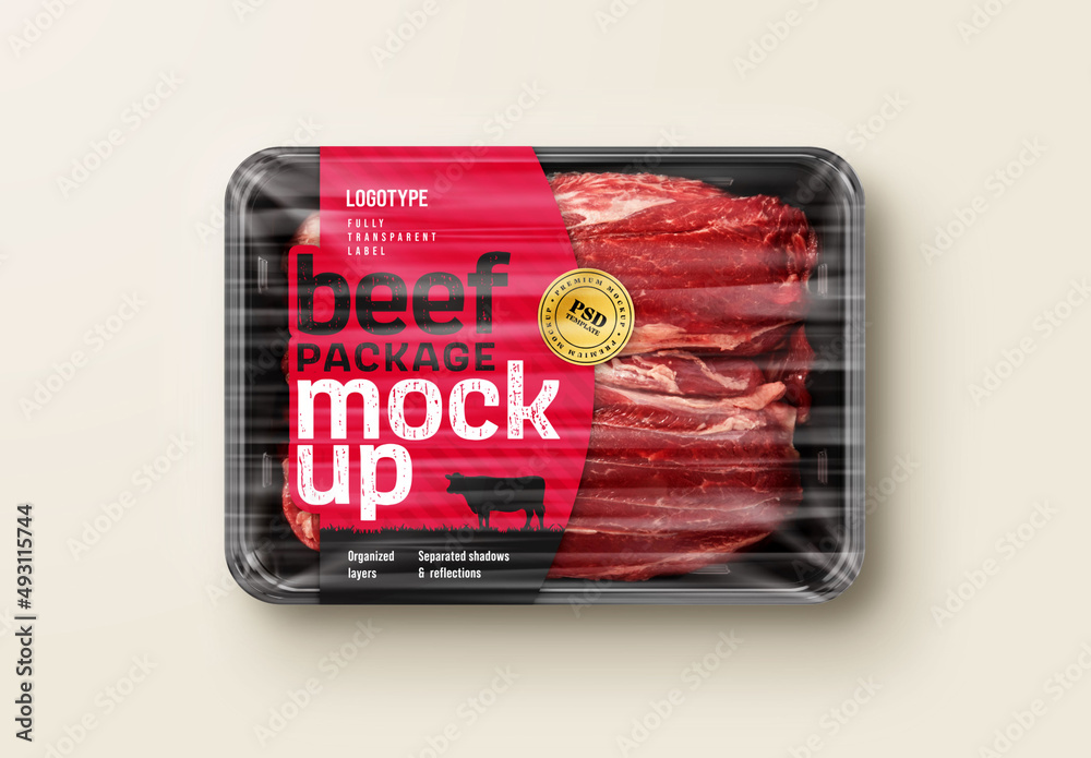Raw Beef Package Mockup Stock Template | Adobe Stock