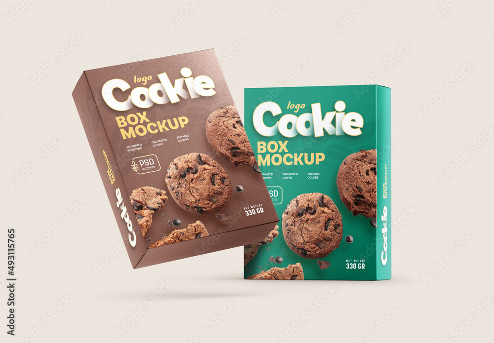 Cookie Box Packaging Mockup Stock Template | Adobe Stock