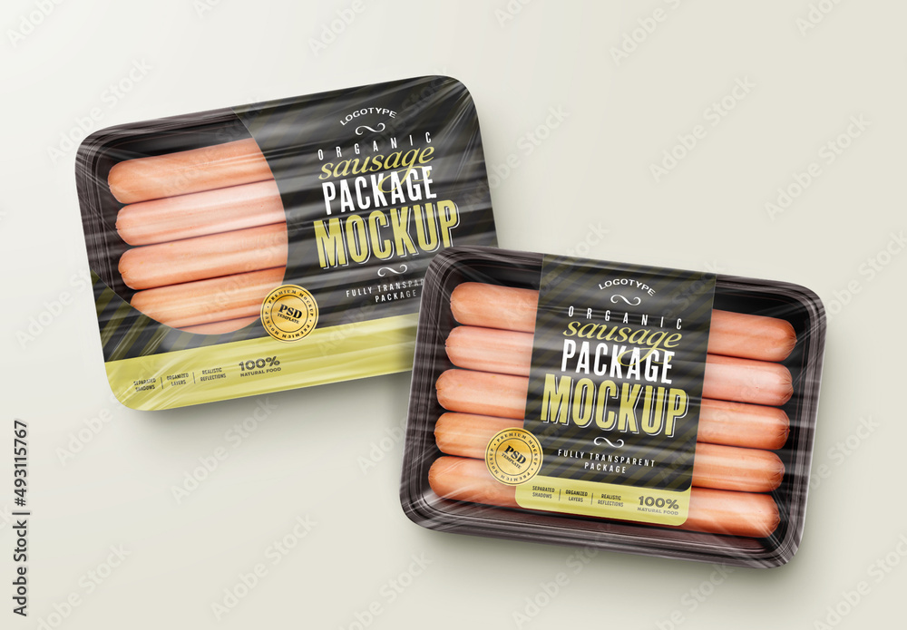 Organic Sausage Package Mockup Stock Template | Adobe Stock