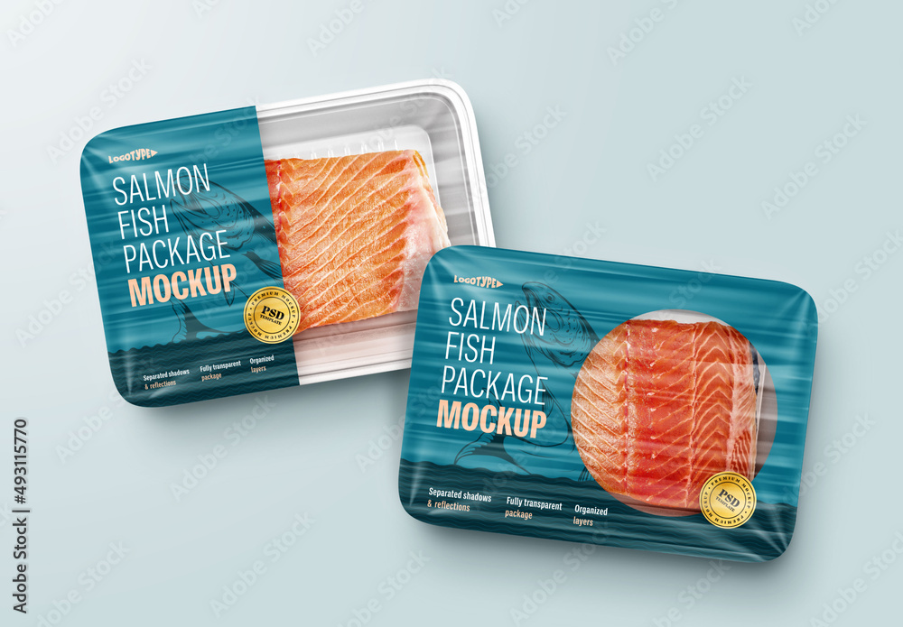Salmon Fish Package Mockup Stock Template | Adobe Stock