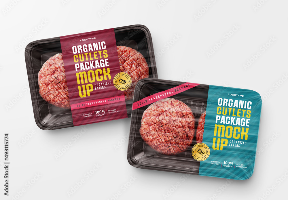 Organic Cutlets Package Mockup Stock Template | Adobe Stock