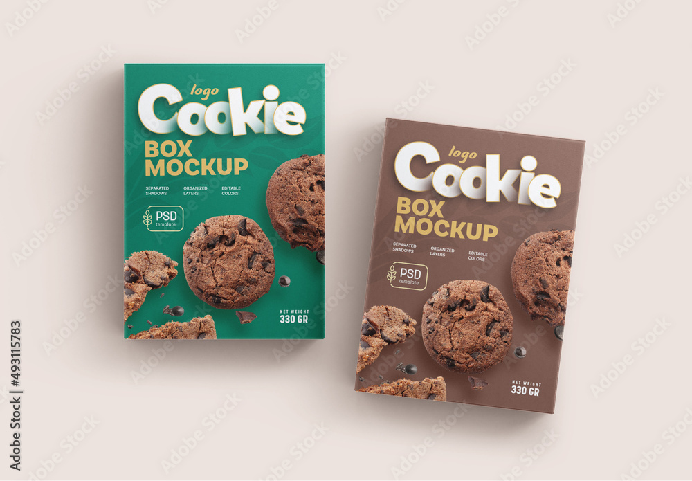 Cookie Box Packaging Mockup Stock Template | Adobe Stock