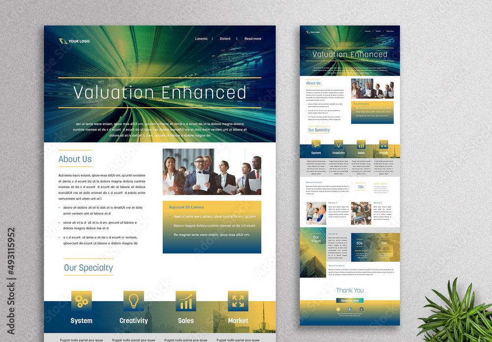 Business E Newsletter with Gradient Yellow Blue Accents Stock Template ...