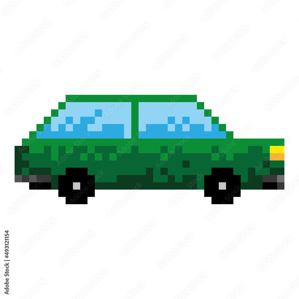 green car pixelated Stock Vector | Adobe Stock