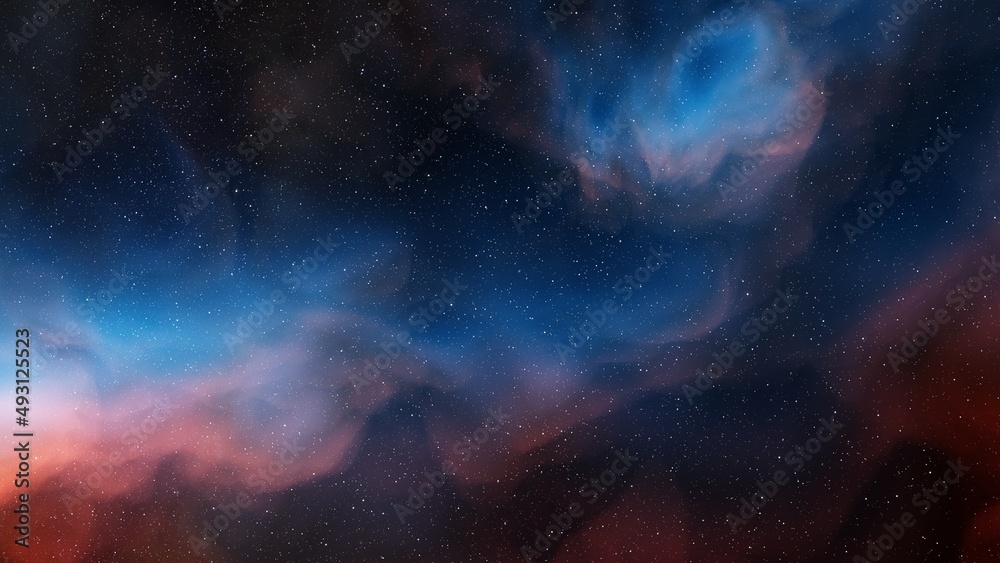 colorful space background with stars, nebula gas cloud in deep outer ...