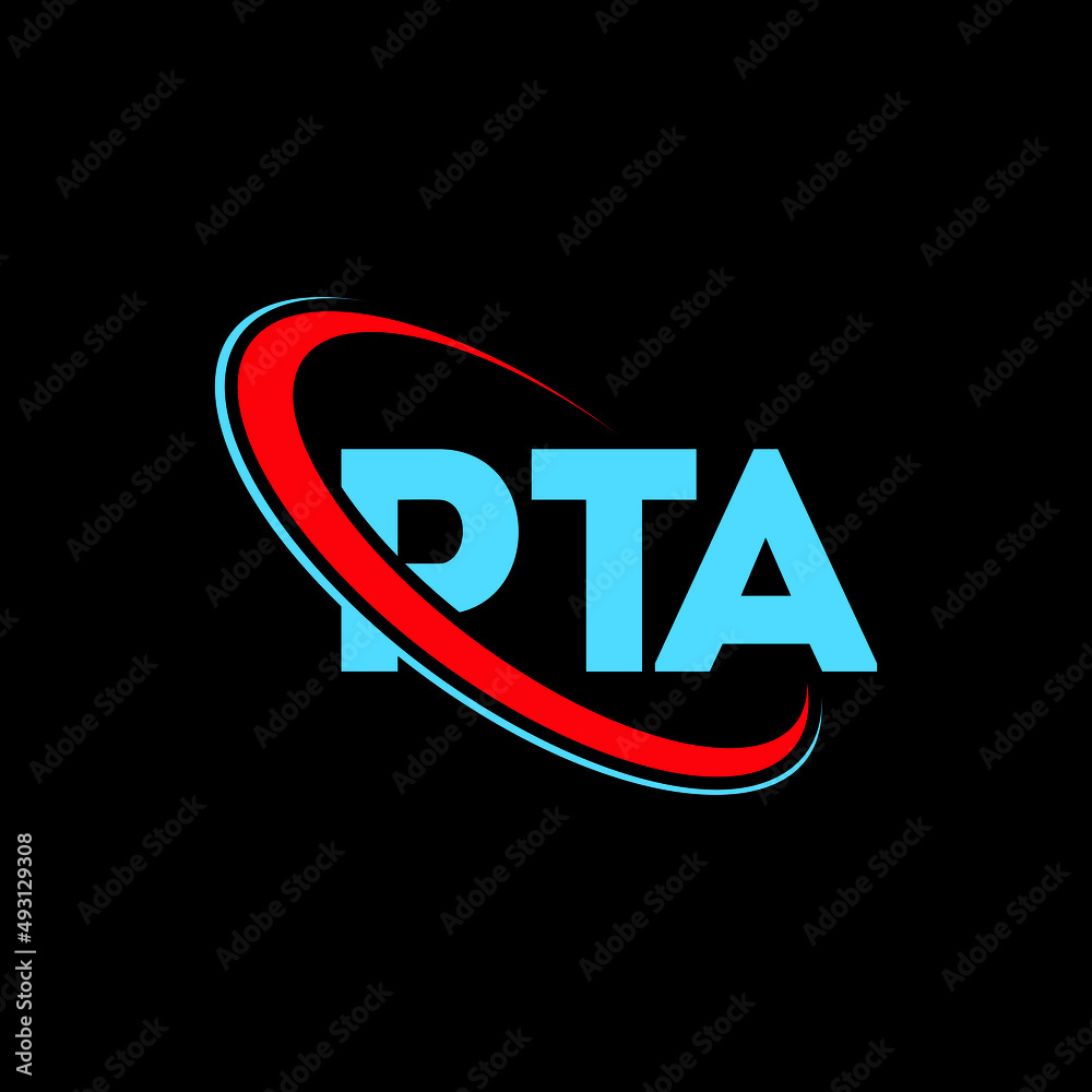 PTA logo. PTA letter. PTA letter logo design. Initials PTA logo linked ...