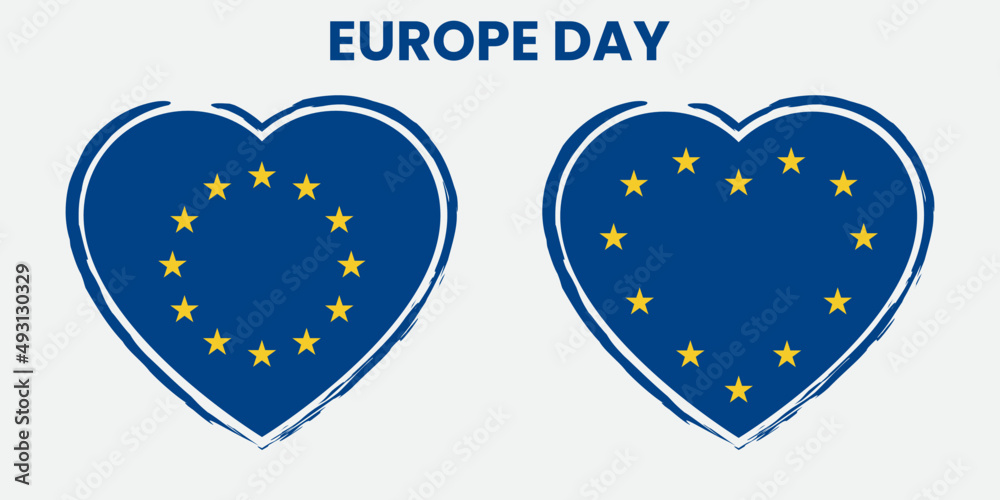 European Union Heart Shape Symbol. Europe Day. Happy European Union Day ...