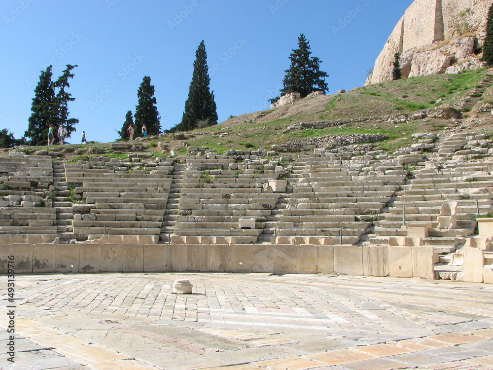 Athens, Greece - A view of the floor of Theatre and Sanctuary of ...