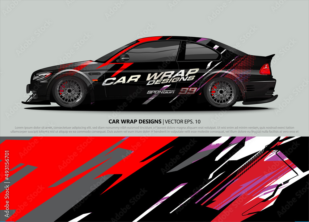 Race car wrap design vector for vehicle vinyl sticker and automotive ...