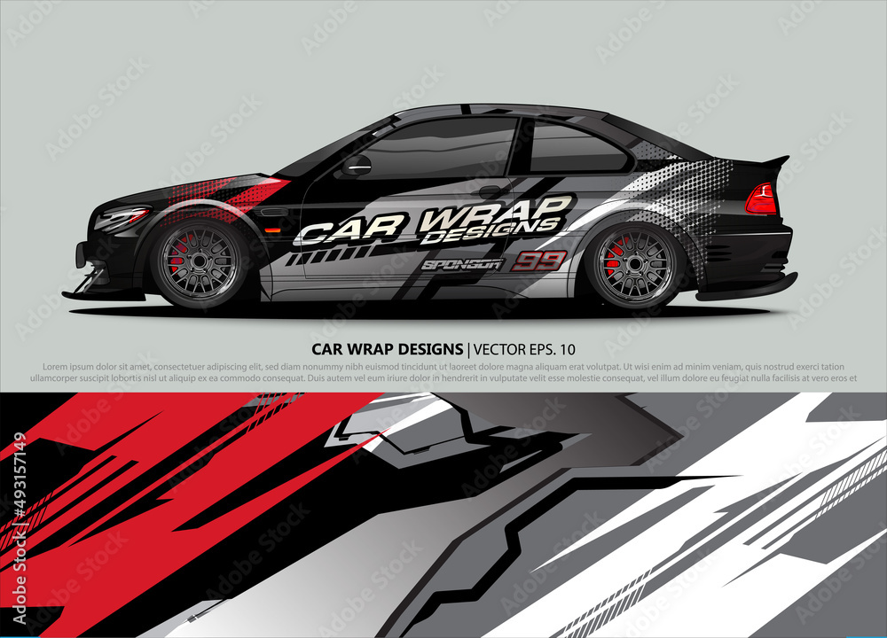 Race car wrap design vector for vehicle vinyl sticker and automotive ...