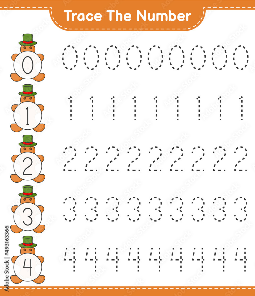 Vecteur Stock Trace the number. Tracing number with Gingerbread Man ...