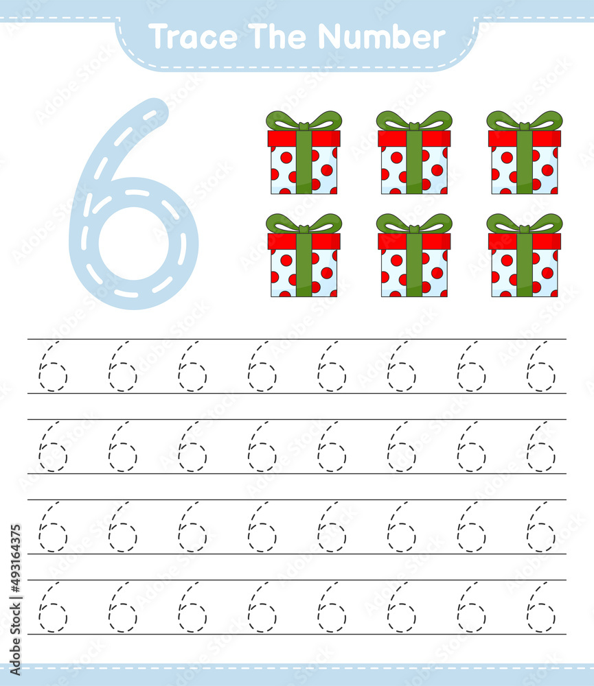 Vetor de Trace the number. Tracing number with Gift Box. Educational ...