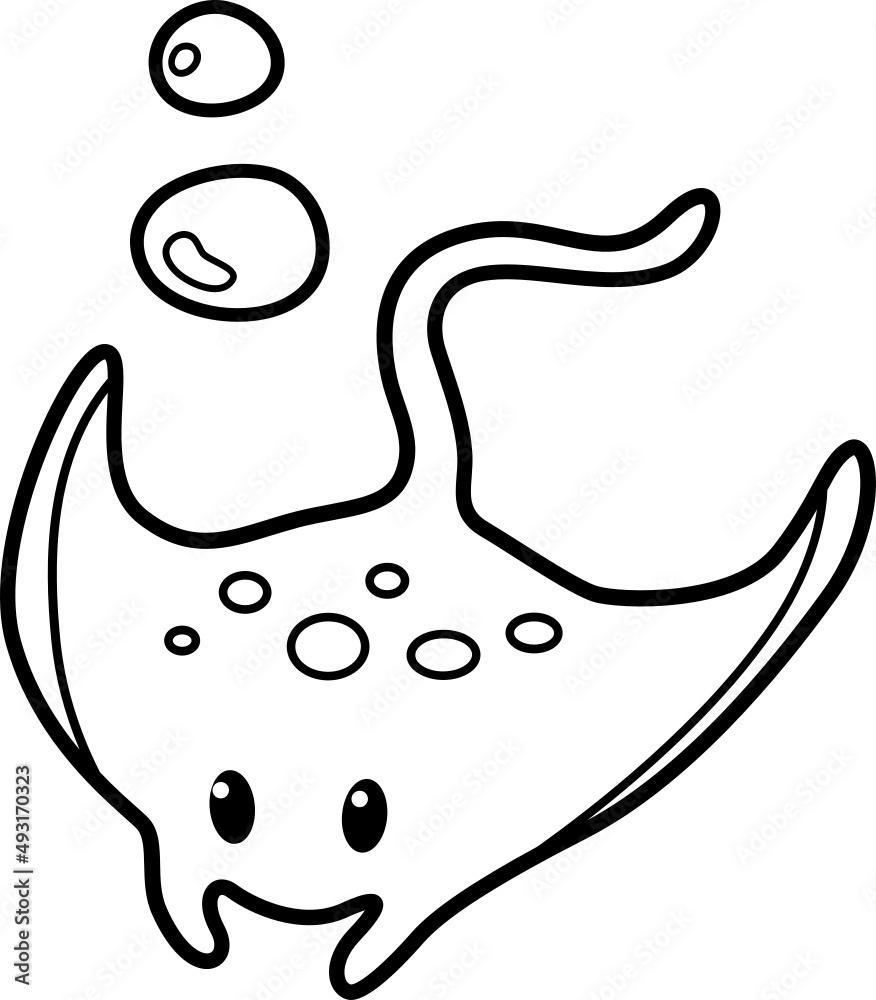 Manta ray cartoon drawing for coloring book Stock Vector | Adobe Stock