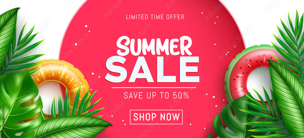Summer sale vector banner design. Summer sale text in limited time ...