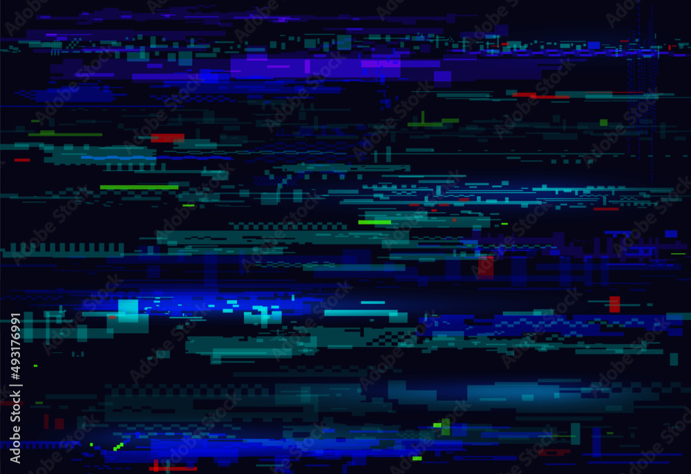 Glitch digital cyberpunk technology background vector illustration ...