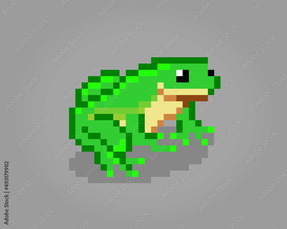 Vetor de 8 bit pixel green frog. Pixel animals in vector illustrations ...