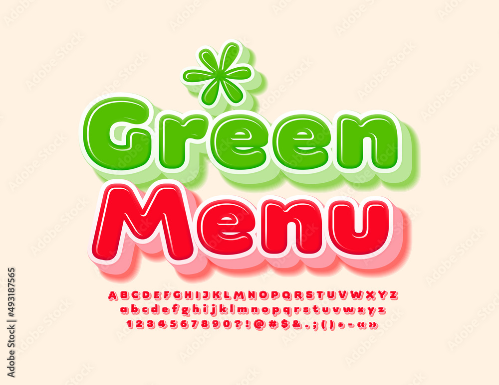 Vector eco template Green Menu with decorative element. Bright set of ...