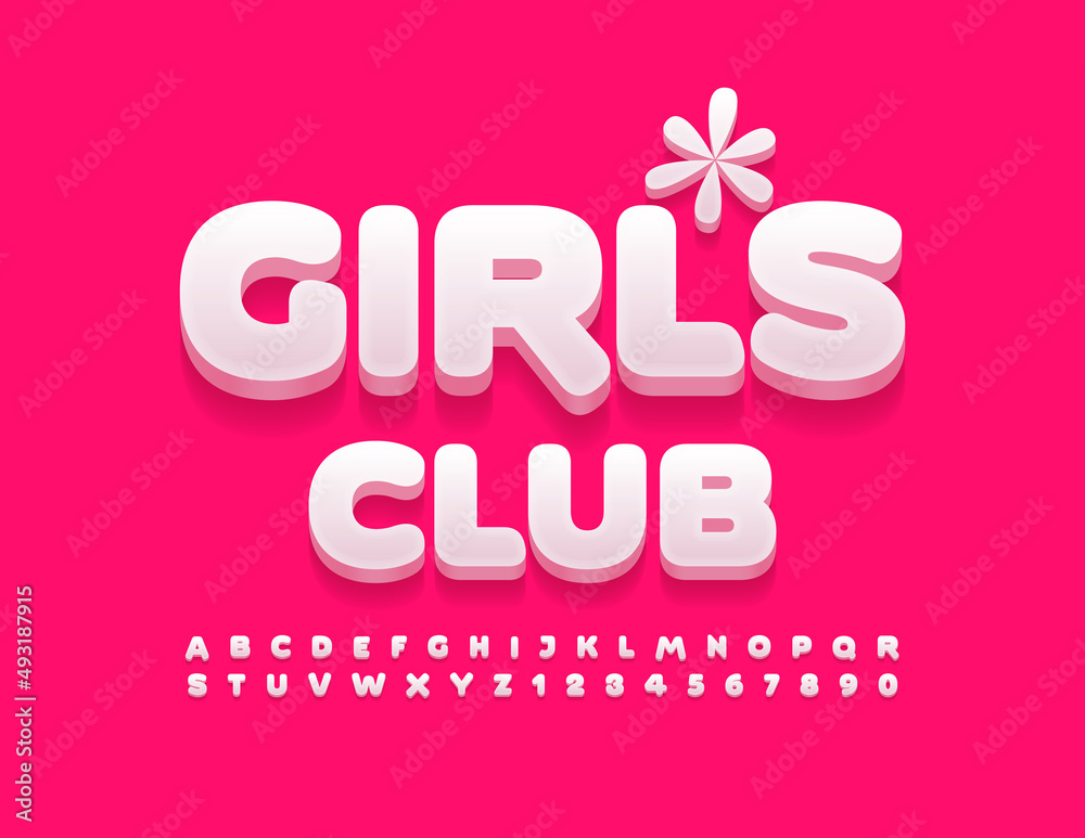 Vector cute logo Girls Club with modern Font. Stylish Alphabet Letters ...