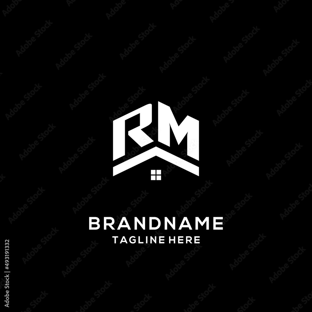 Initial RM logo with abstract home roof, simple and clean real estate ...