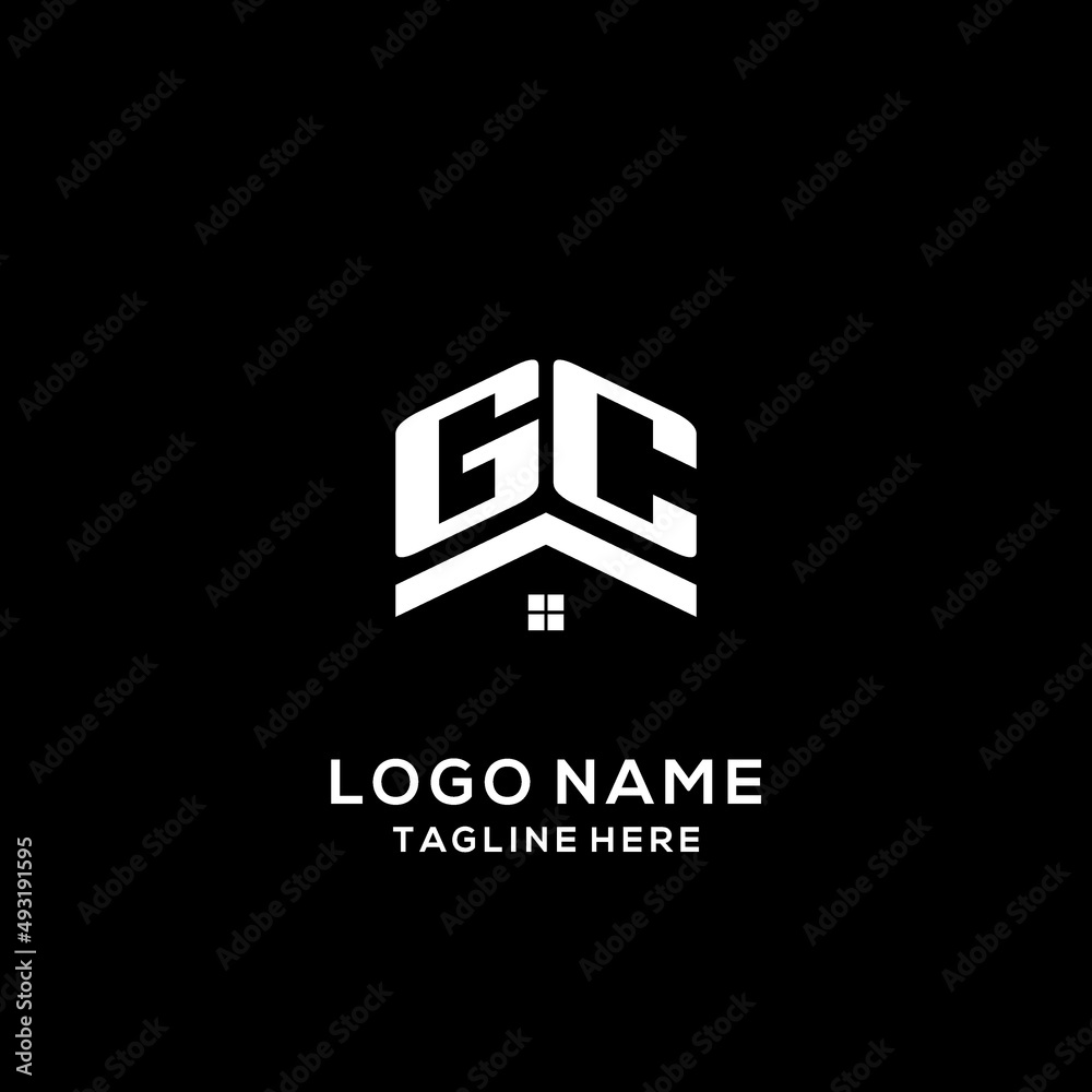 Initial GC logo with abstract home roof, simple and clean real estate ...