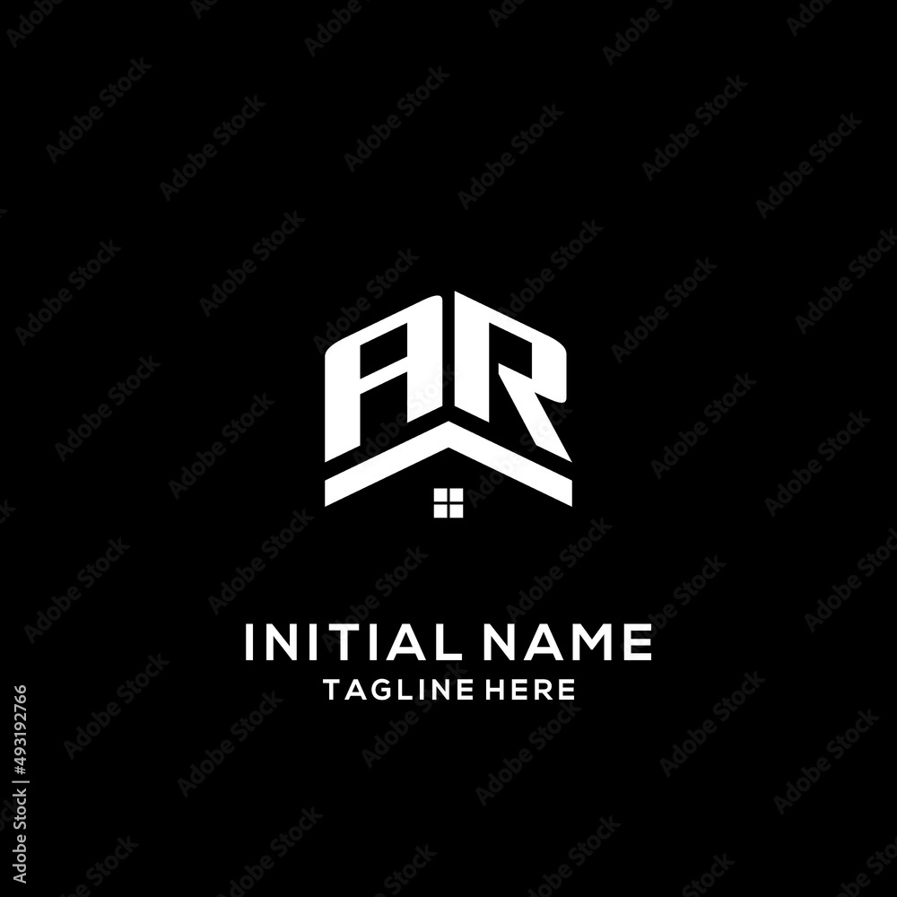 Initial AR logo with abstract home roof, simple and clean real estate ...