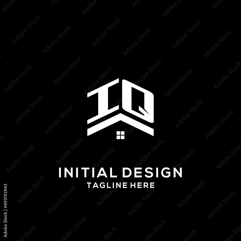 Initial IQ logo with abstract home roof, simple and clean real estate ...