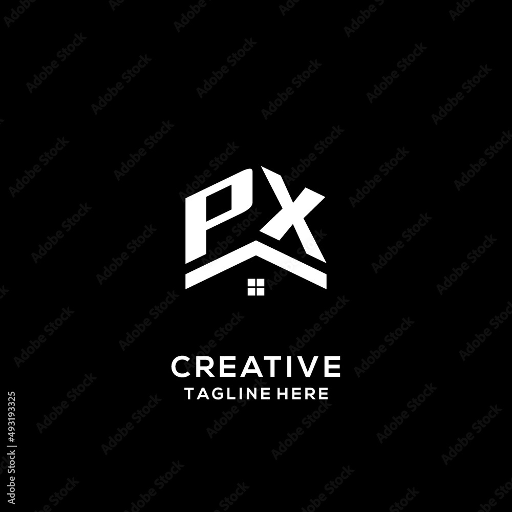Initial PX logo with abstract home roof, simple and clean real estate ...