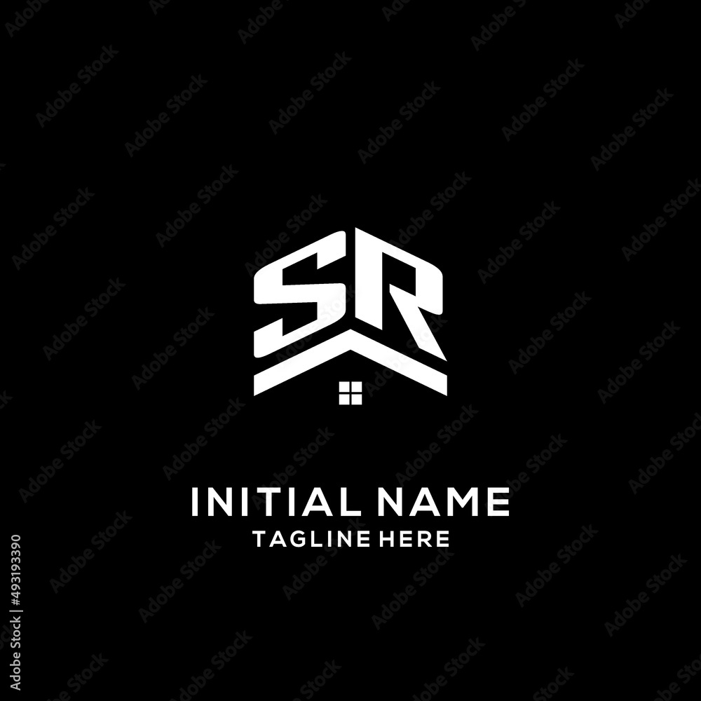 Initial SR logo with abstract home roof, simple and clean real estate ...