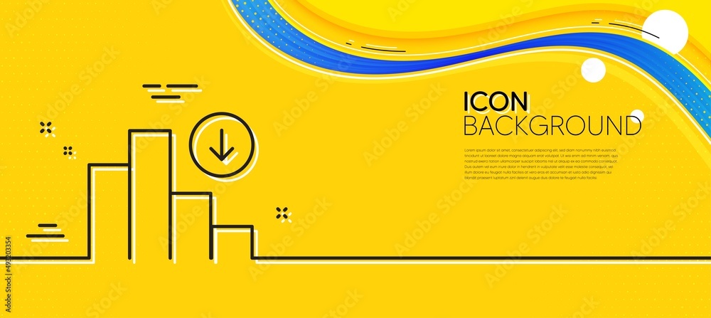 Decreasing graph line icon. Abstract yellow background. Column chart ...