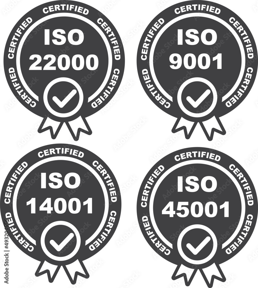 ISO 9001, 14001, 22000 and 45001 certified stamps collection - quality ...