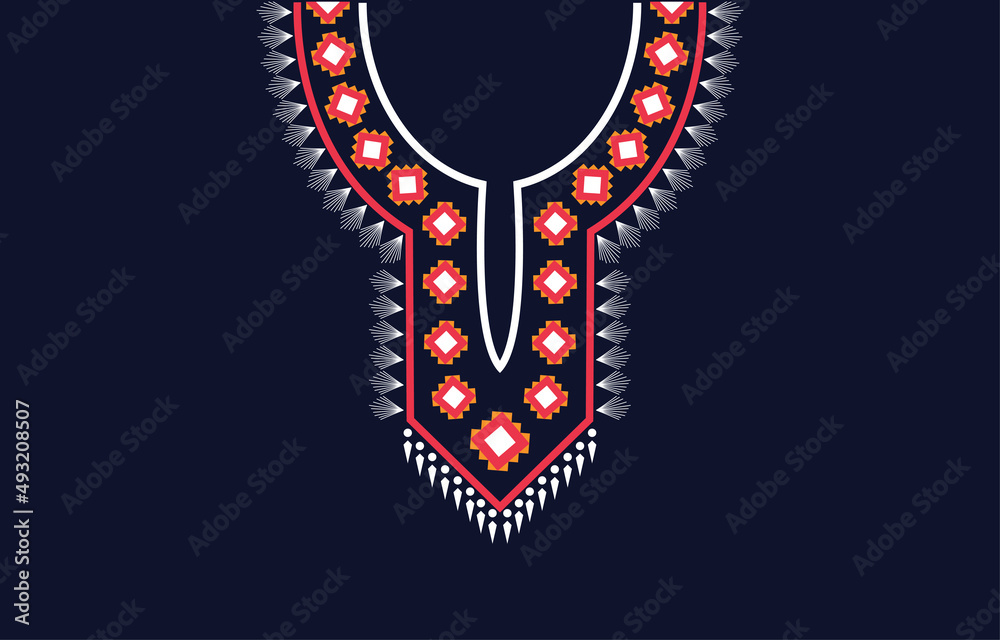Ethnic Neck Embroidery Geometric shapes ethnic patterns neck embroidery ...