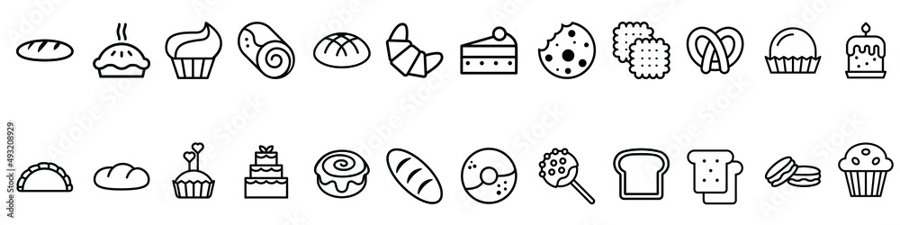 Bakery icon vector set. cooking illustration sign collection. bake ...