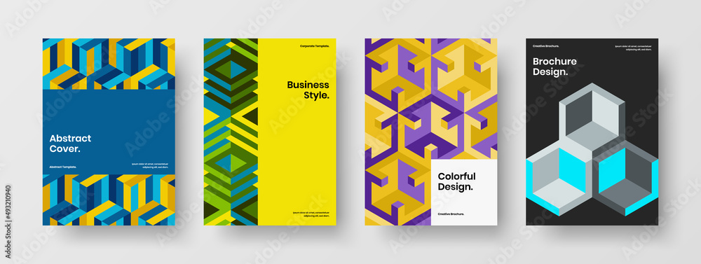 Abstract book cover A4 design vector template bundle. Colorful mosaic ...