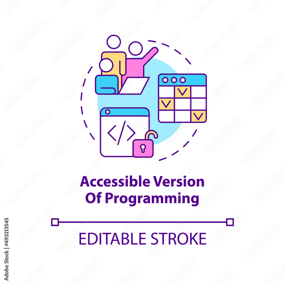 Accessible version of programming concept icon. Easy way to code. Tech ...
