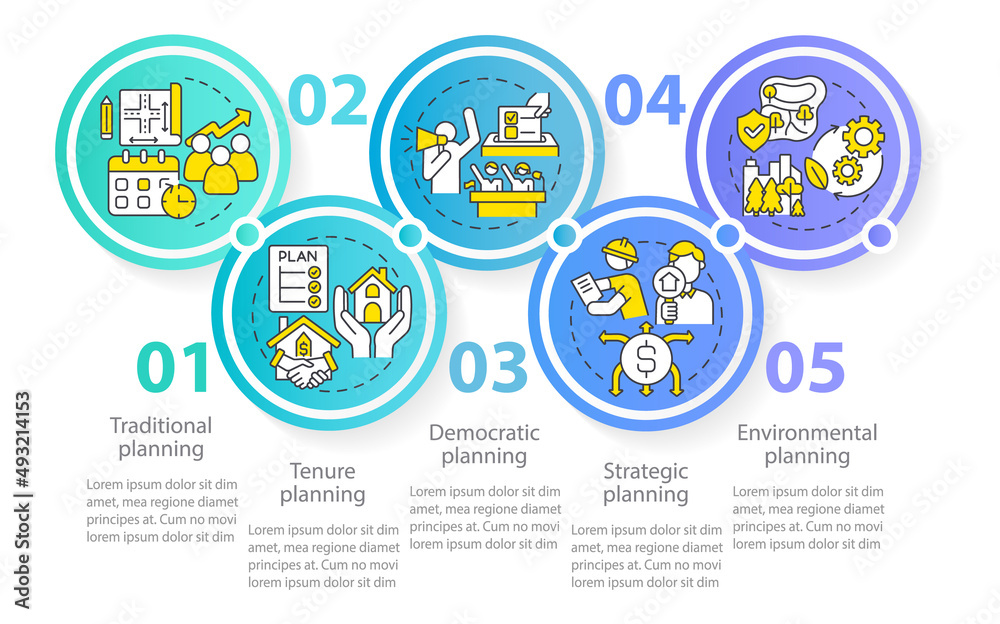 Land-use planning schemes circle infographic template. Traditional ...
