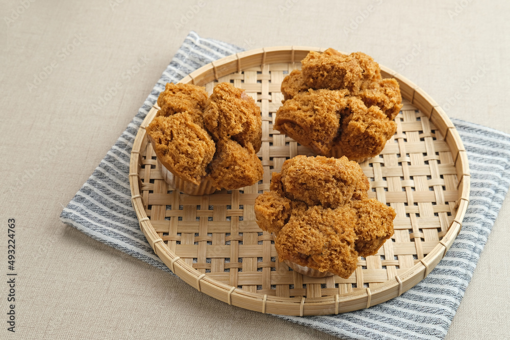 Bolu Kukus Gula Jawa (brown sugar steamed sponge cake), a traditional ...