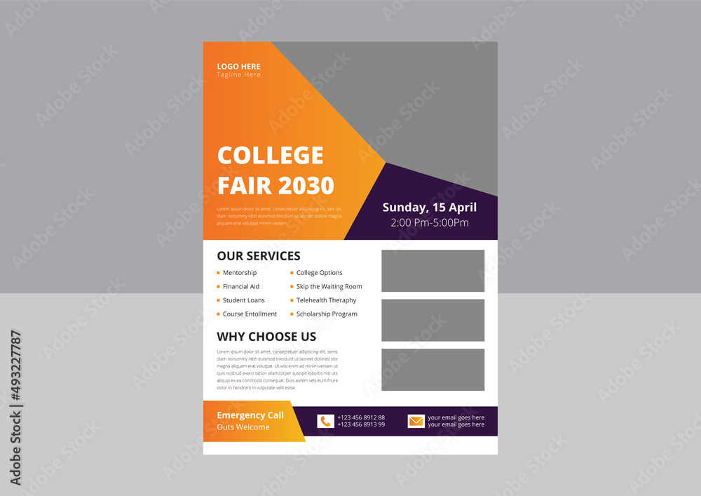 College fair flyer template design. School College University science ...