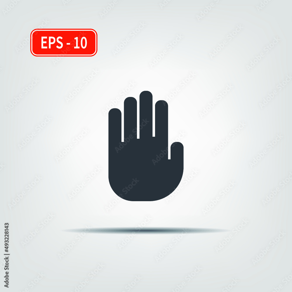 The palm of the hand is raised up. Icon for use in web applications ...