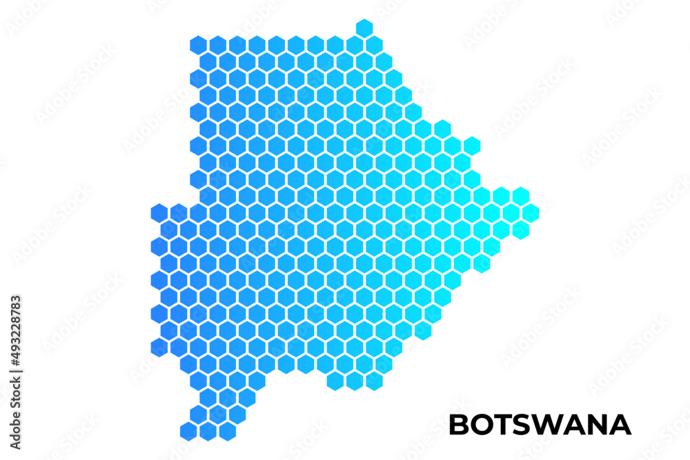 Botswana map digital hexagon shape on white background vector ...