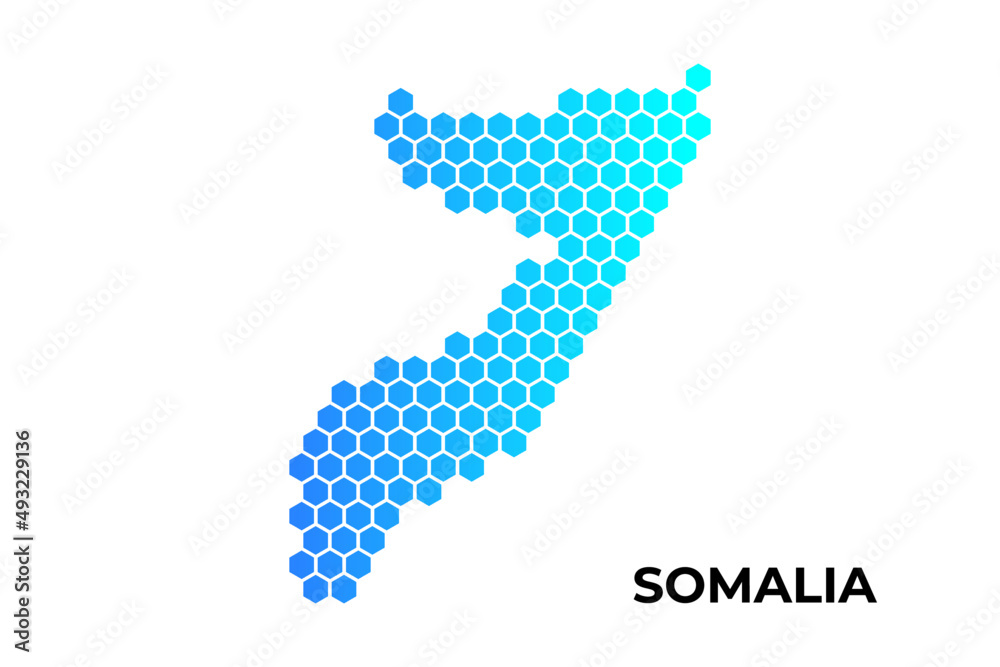 Somalia map digital hexagon shape on white background vector ...