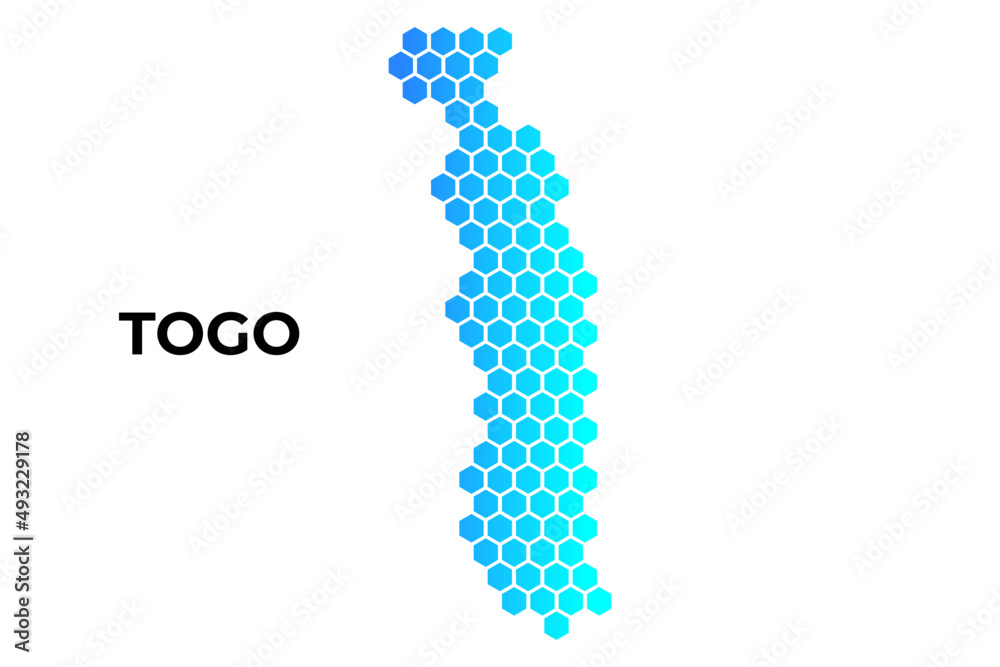 Togo map digital hexagon shape on white background vector illustration ...