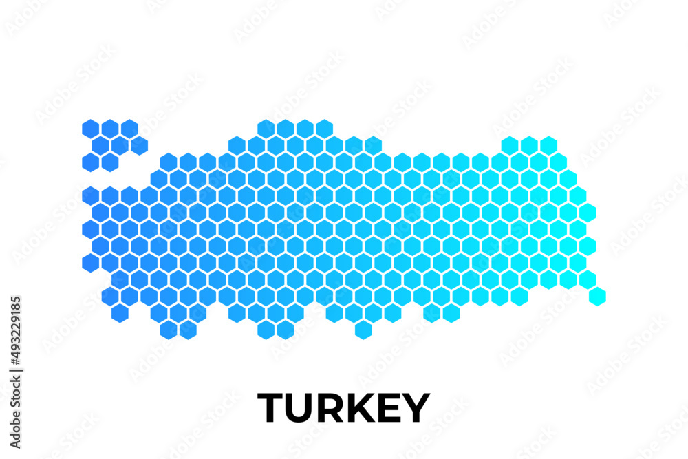 Turkey map digital hexagon shape on white background vector ...